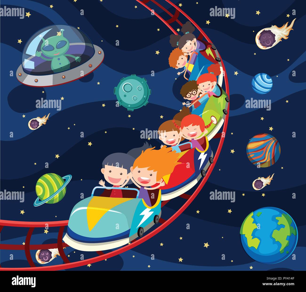 A fun roller coaster space illustration Stock Vector Image & Art - Alamy