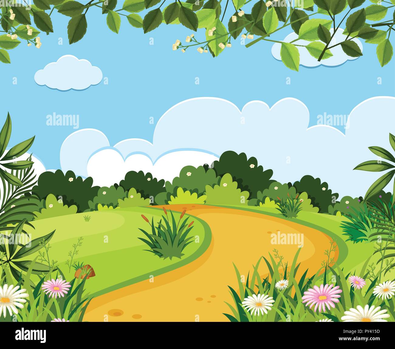 A nature road landscape illustration Stock Vector Image & Art - Alamy