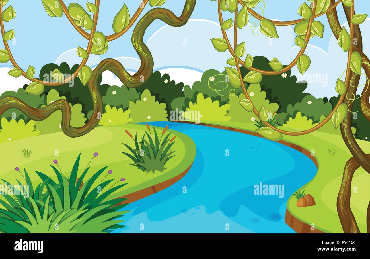 A beautiful river landscape illustration Stock Vector Image & Art - Alamy