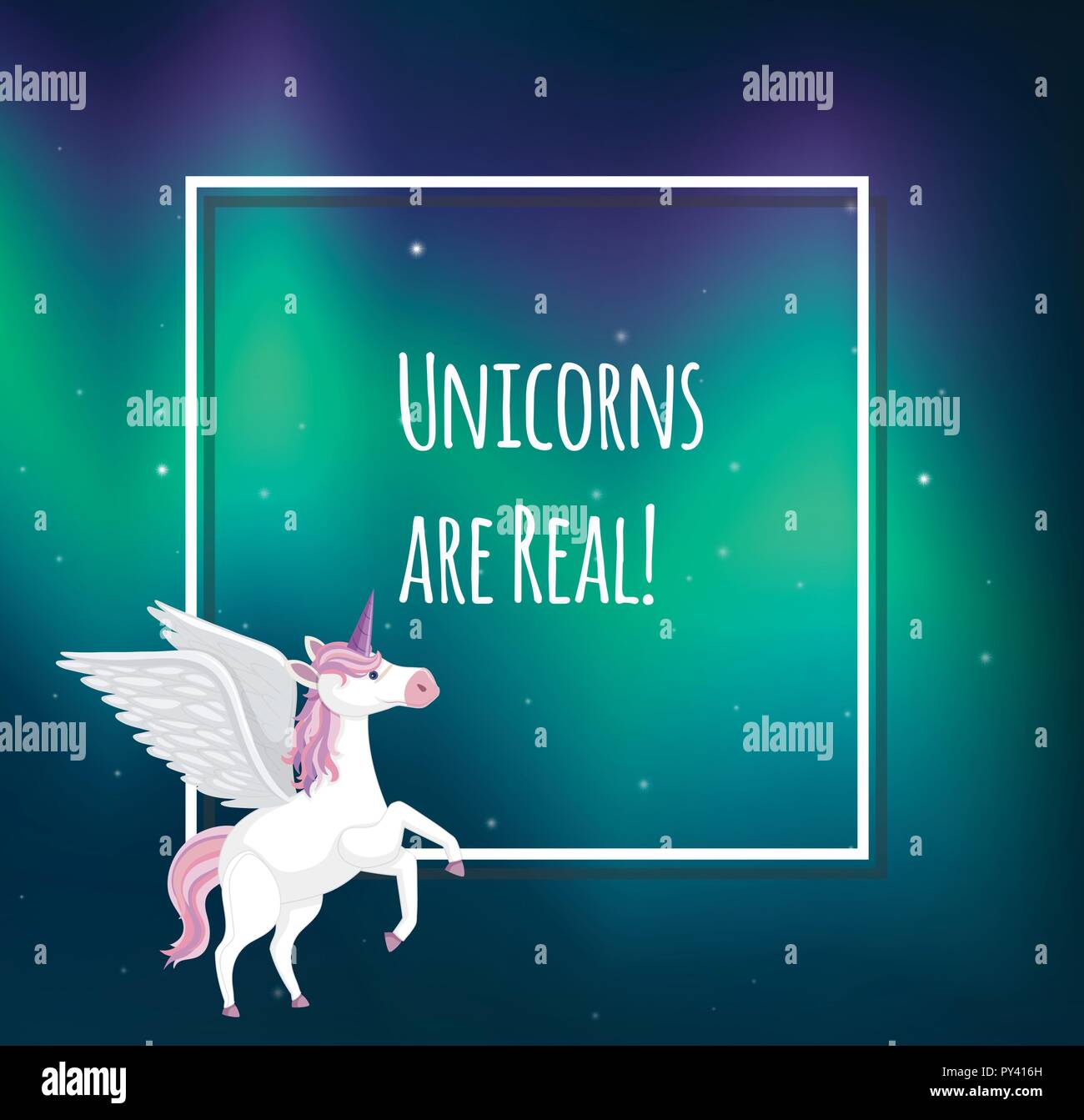 Cute Pastel Unicorn Text Template illustration Stock Vector Image & Art ...