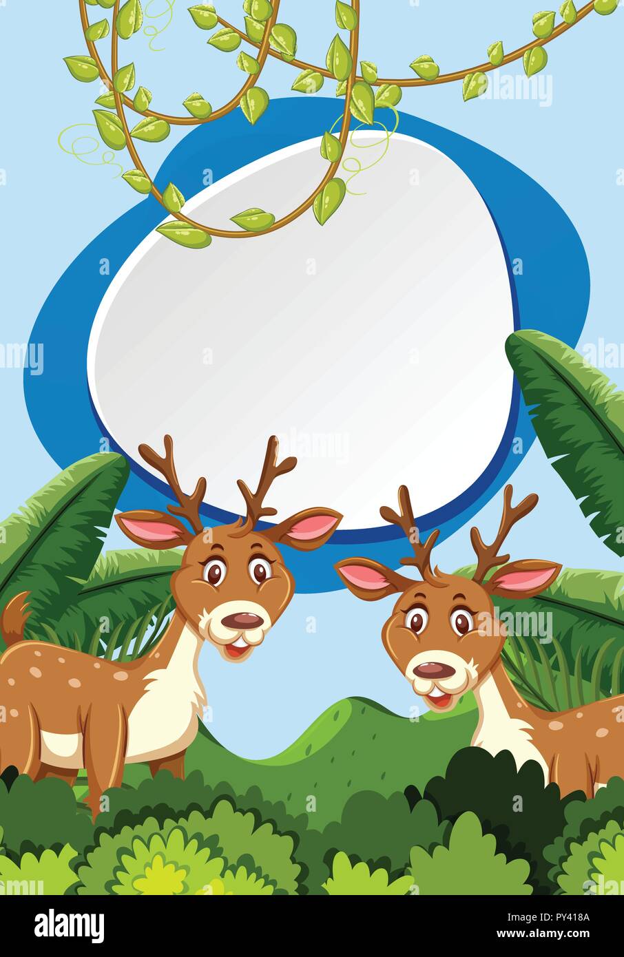 Deers in woods with frame concept illustration Stock Vector Image & Art ...