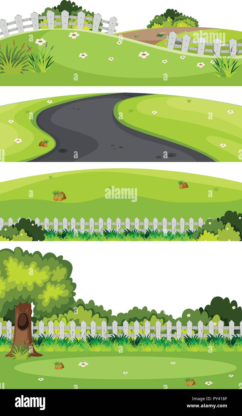 A se of green nature landscape illustration Stock Vector Image & Art ...