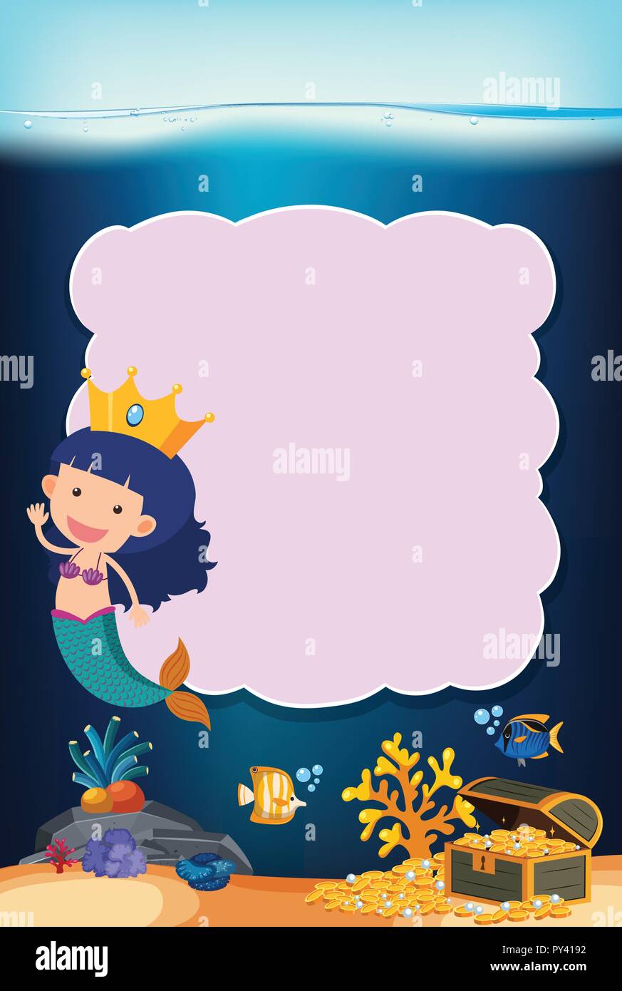 girl mermaid underwater frame concept illustration Stock Vector Image ...