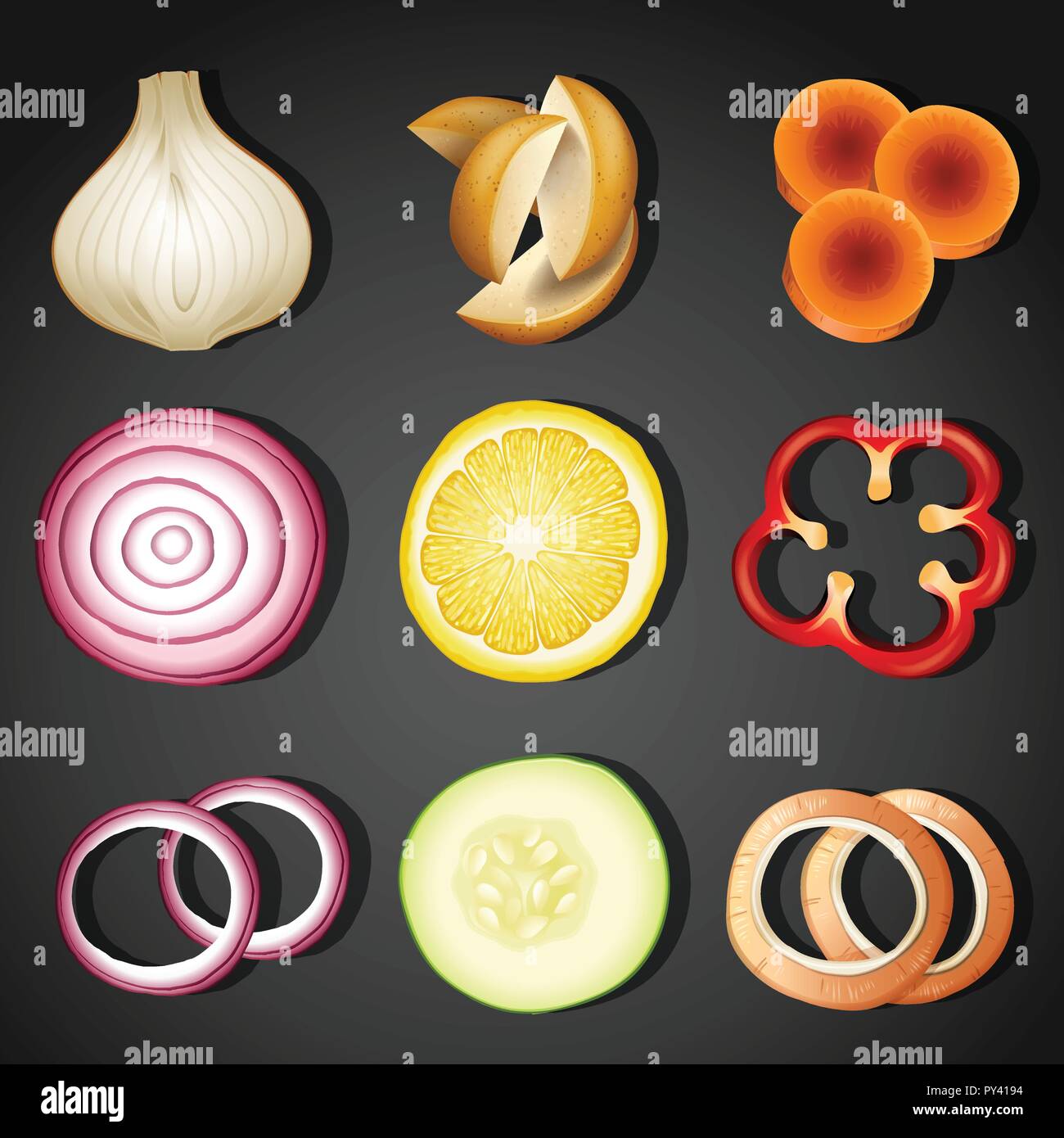 A set of sliced vegetable illustration Stock Vector Image & Art - Alamy