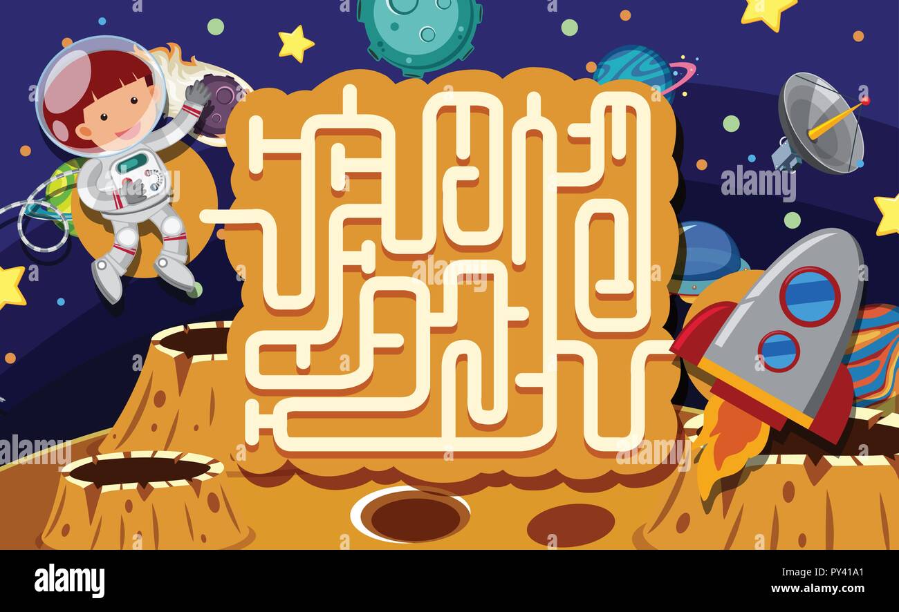 A Maze Puzzle Game Space Scene illustration Stock Vector Image & Art ...