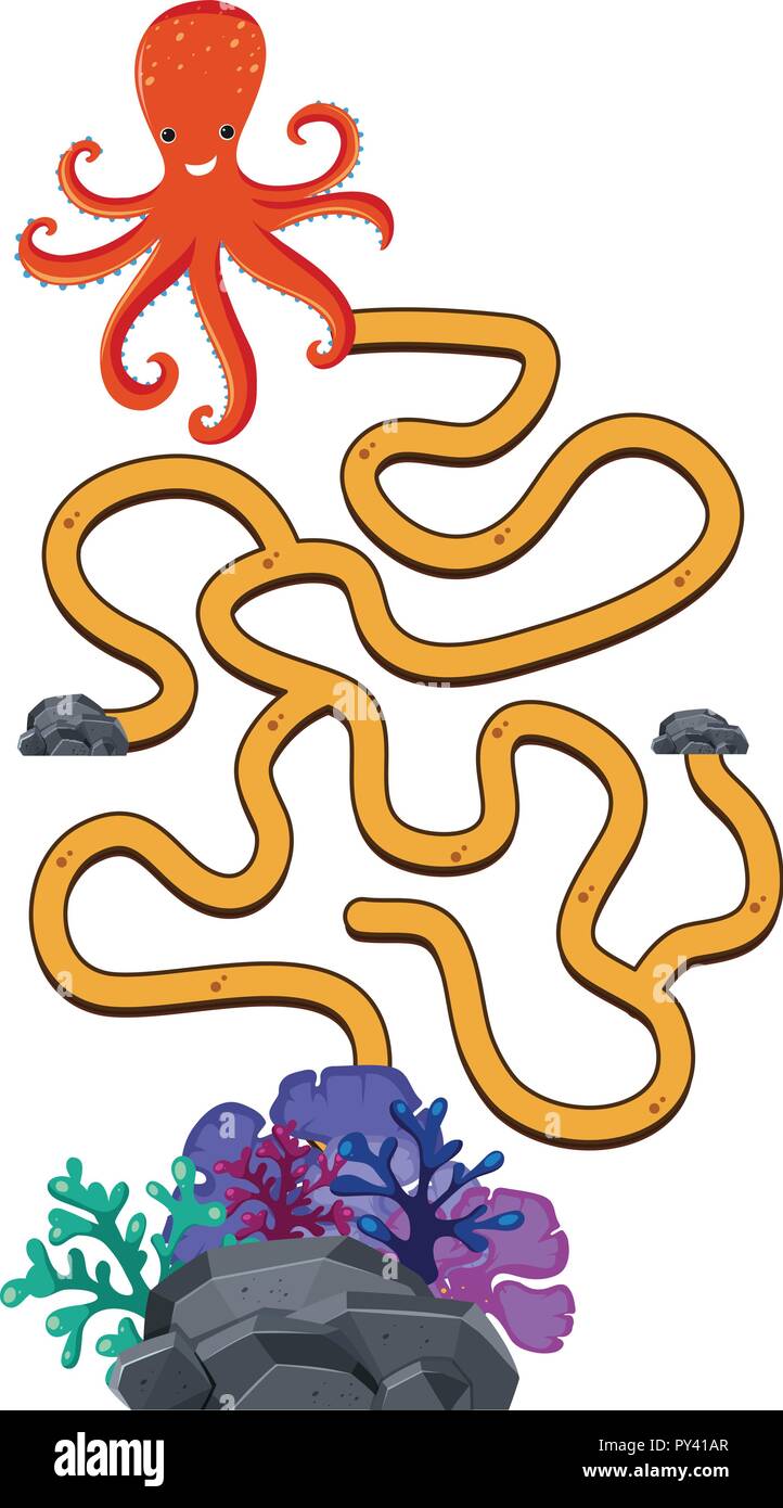 Octopus maze labayrinth concept illustration Stock Vector Image & Art ...