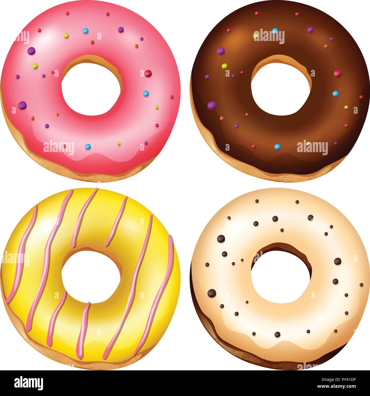 A Set of Flavoured Donuts illustration Stock Vector Image & Art - Alamy