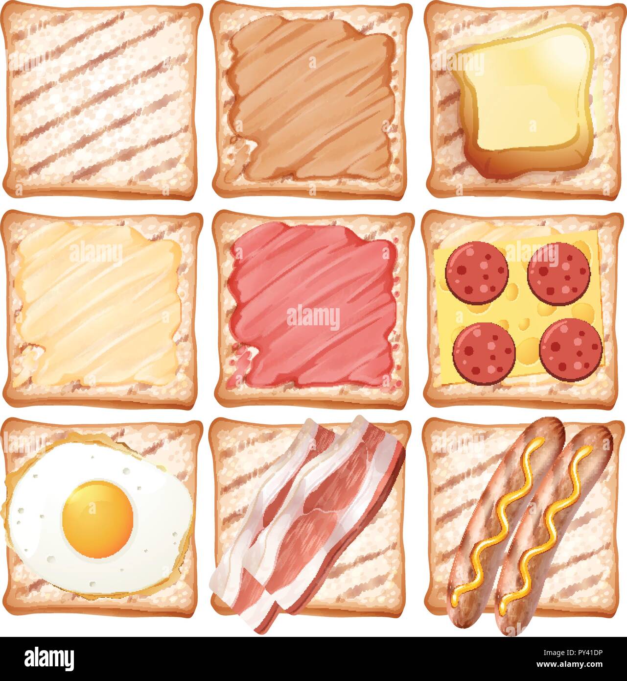 A Set of Breakfast Toast illustration Stock Vector Image & Art - Alamy