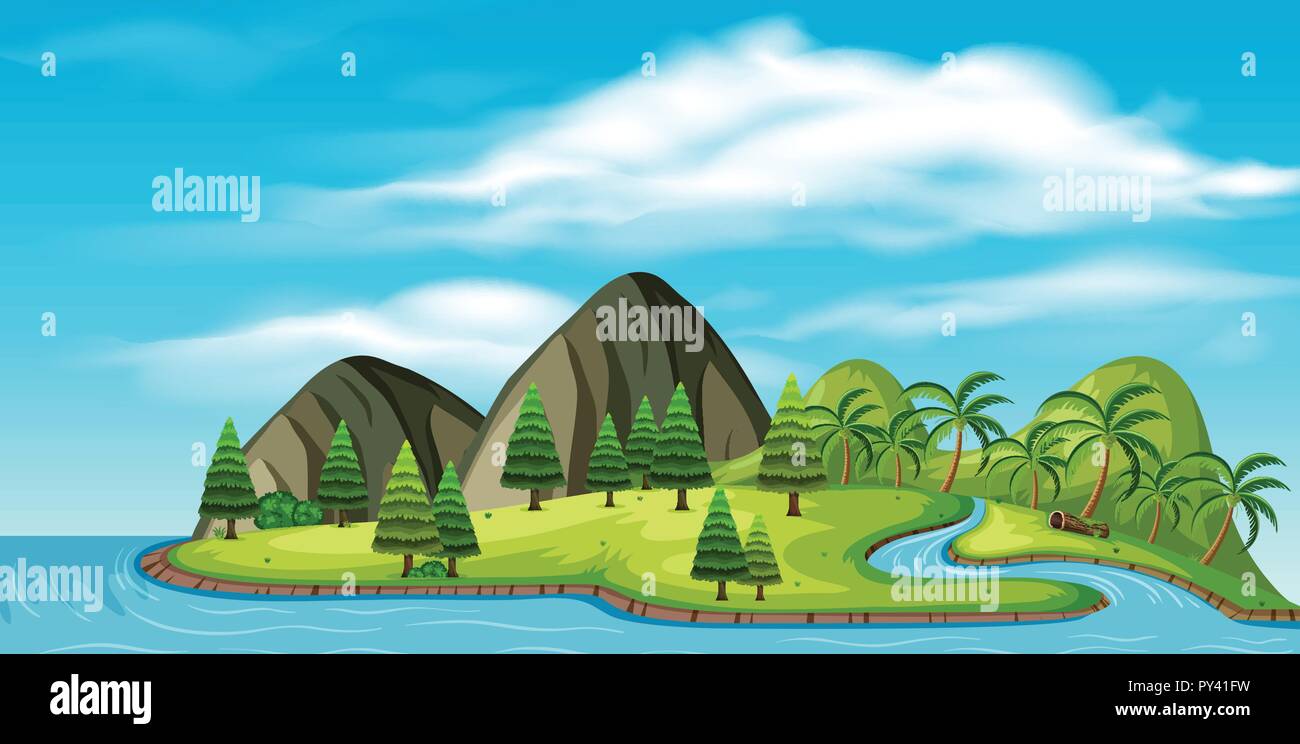 A Natural Beautiful Tropical Island illustration Stock Vector Image ...