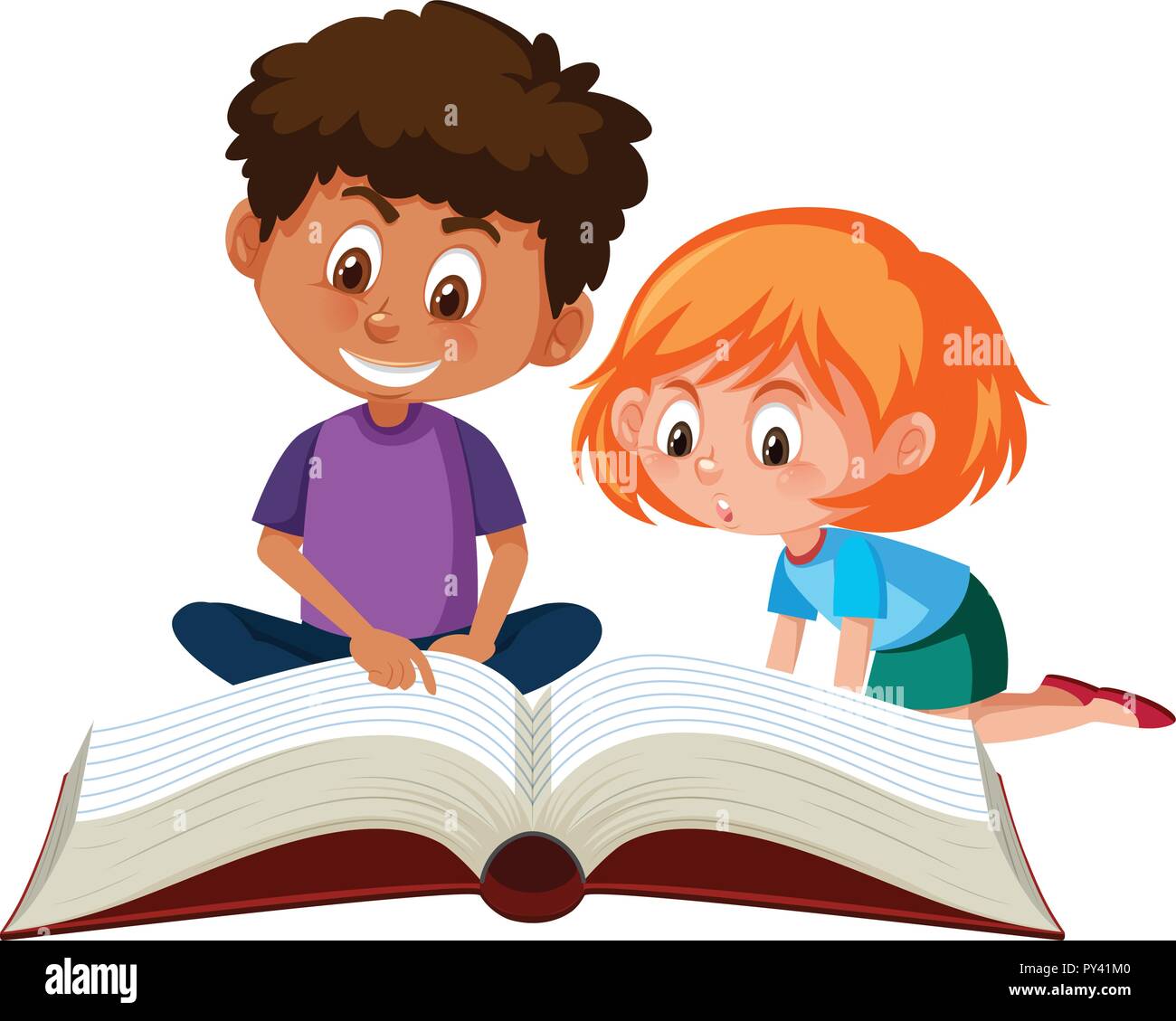 Children reading a giant book illustration Stock Vector Image & Art - Alamy