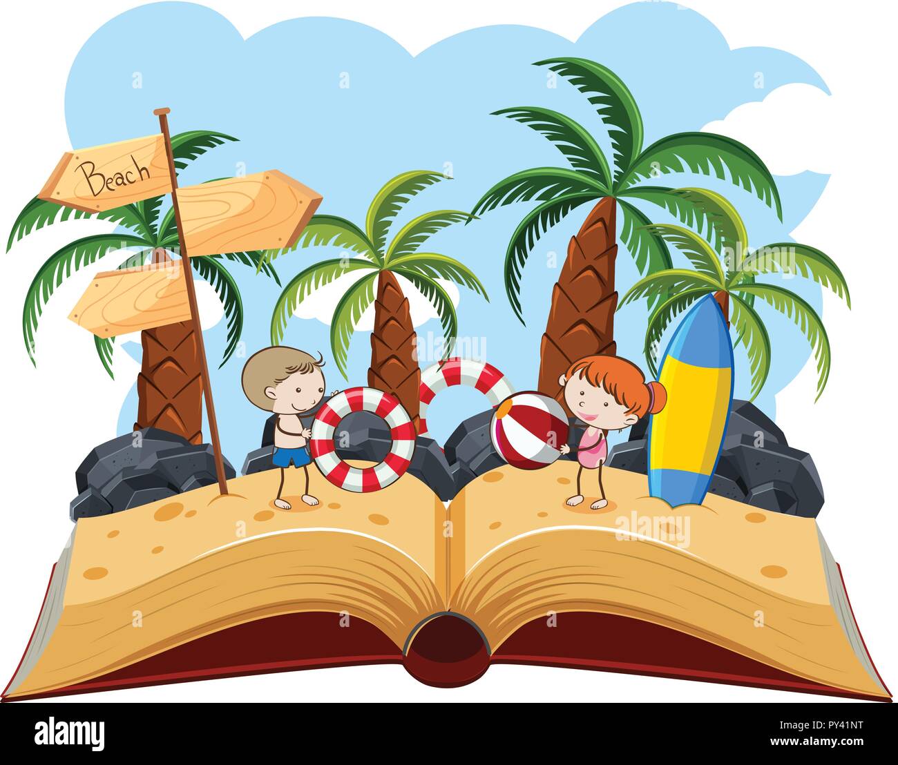 Reading At The Beach Clipart