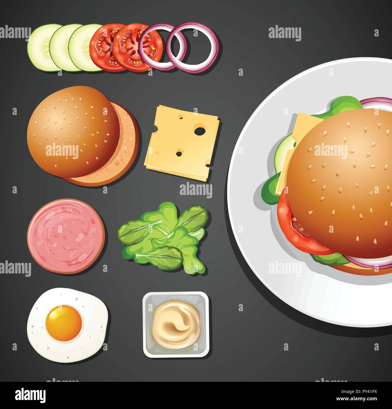 A Set of Burger Element illustration Stock Vector Image & Art - Alamy
