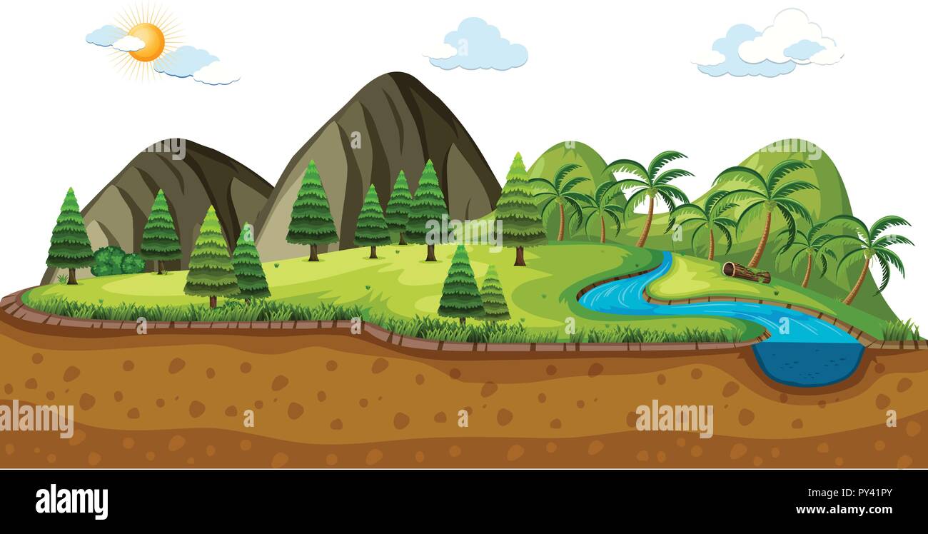 Scene of landscape with underground illustration Stock Vector Image ...