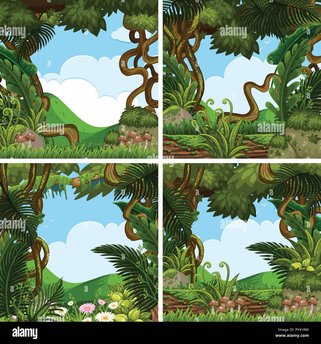 A Set of Beautiful Jungle illustration Stock Vector Image & Art - Alamy