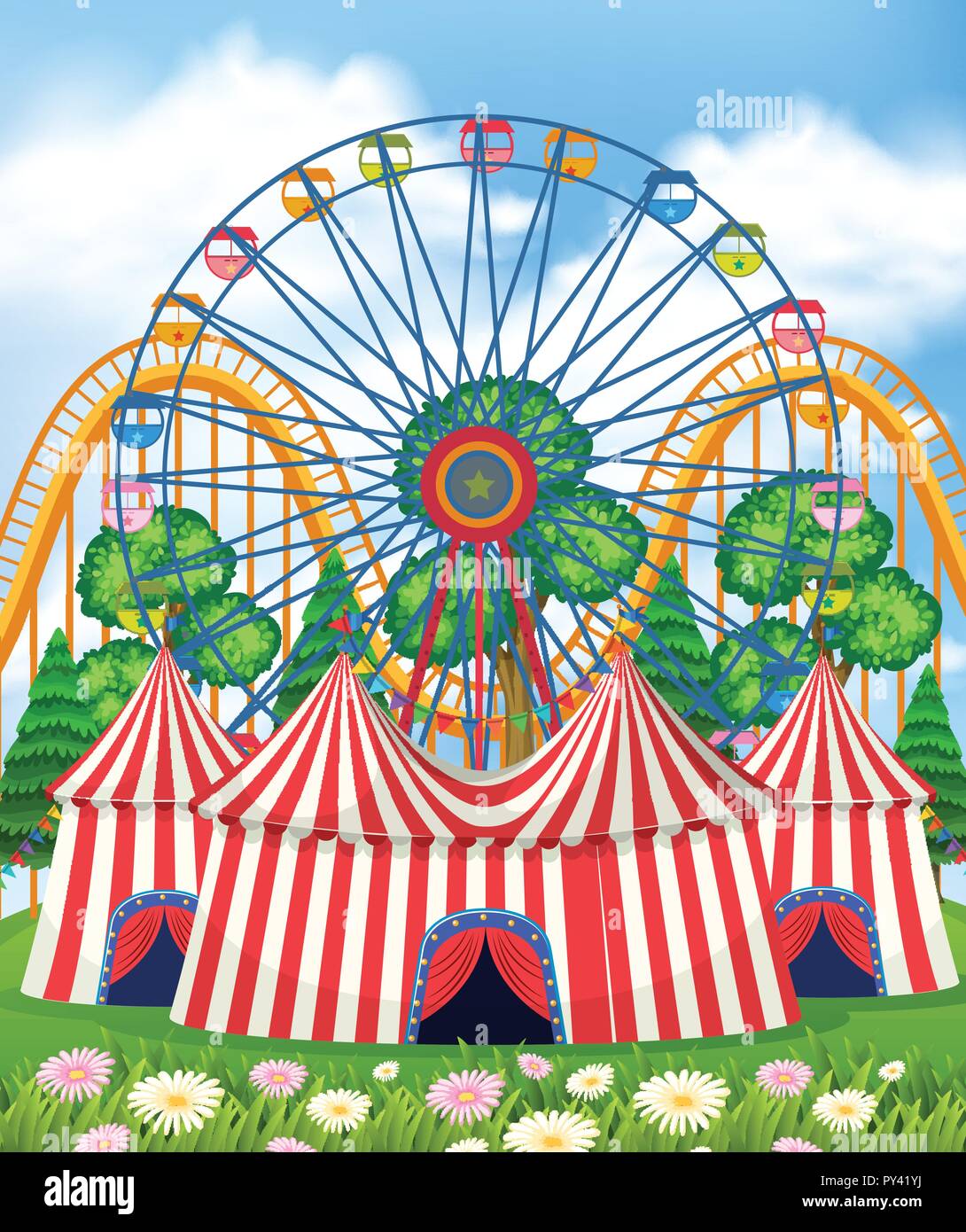 A Theme Park and Tent illustration Stock Vector Image & Art - Alamy