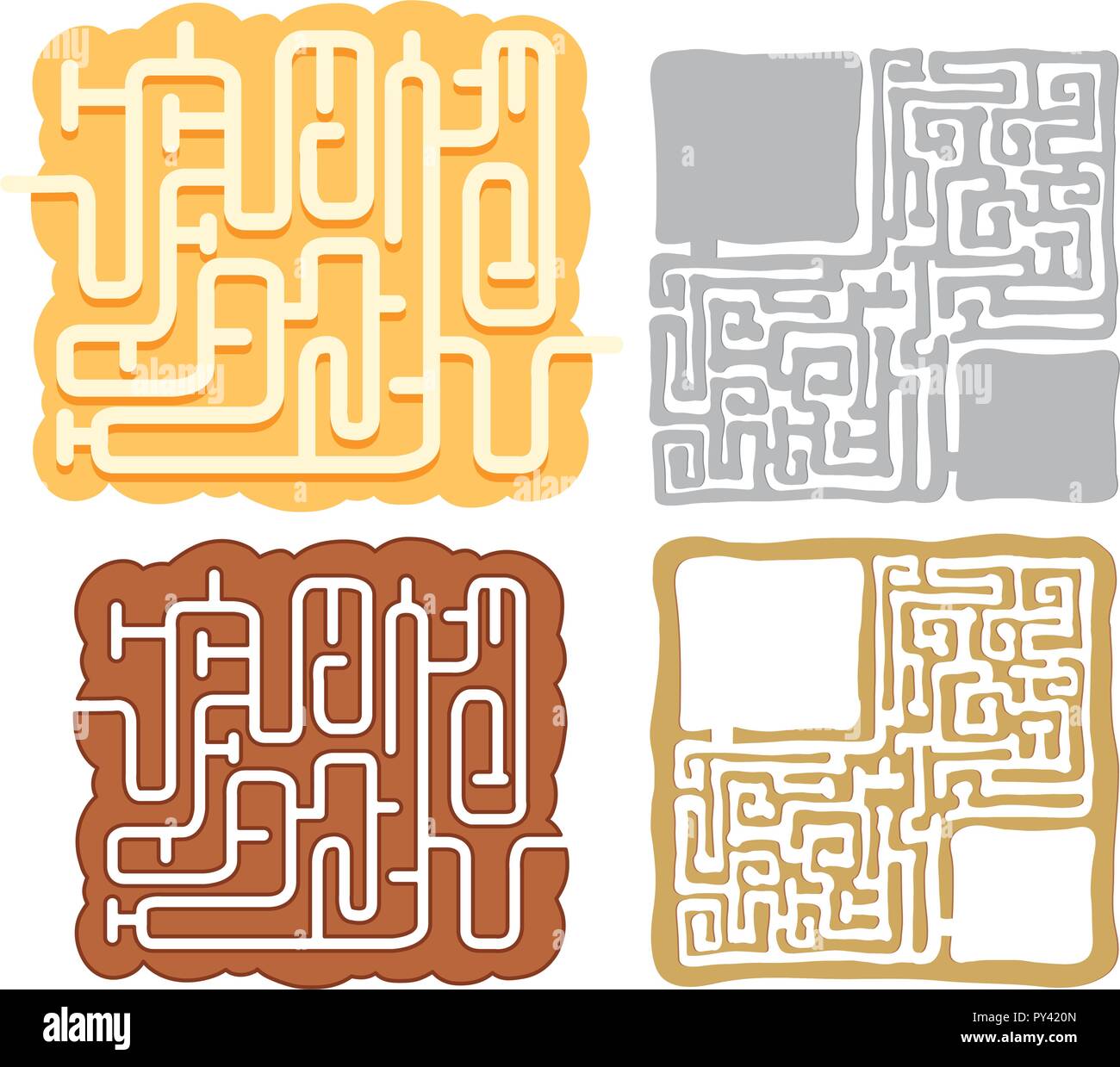A Set of Maze Puzzle Games Template illustration Stock Vector Image ...