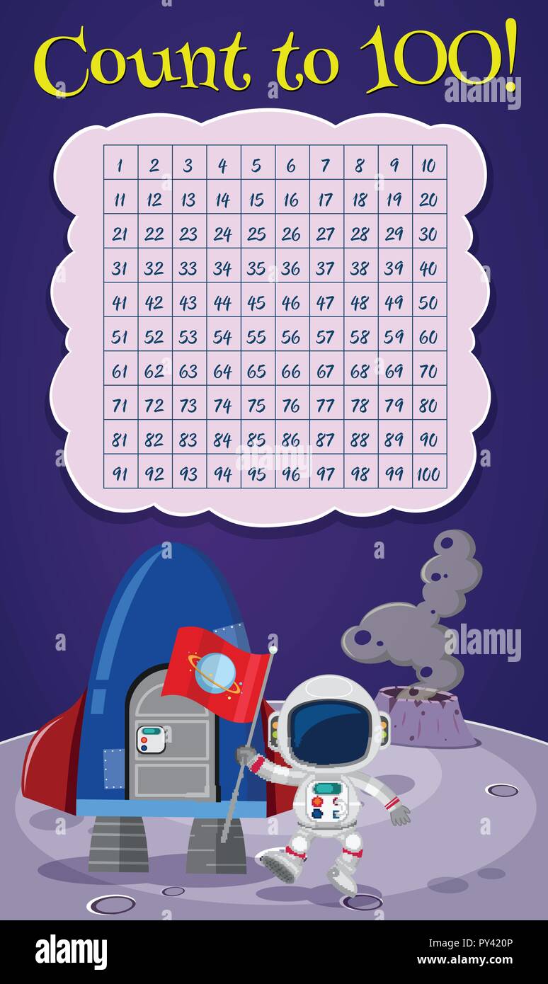 Count to 100 with astronaut illustration Stock Vector Image & Art - Alamy