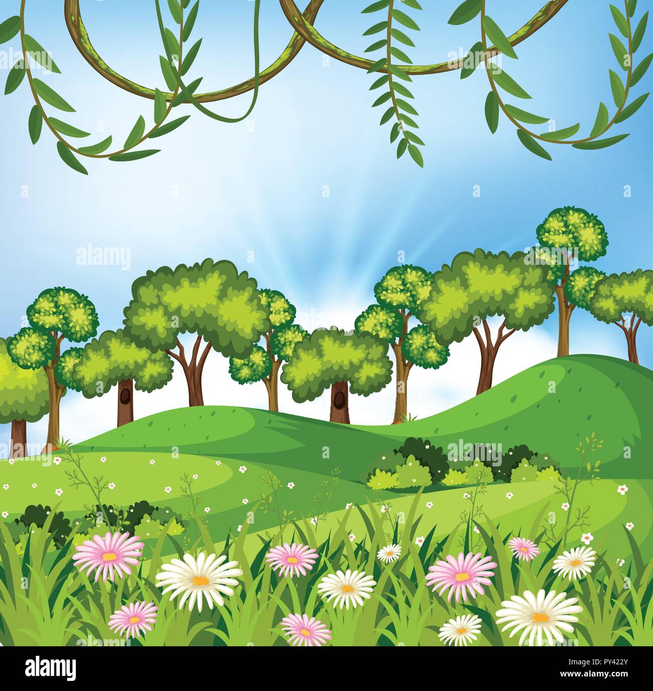 A beautiful nature landscape illustration Stock Vector Image & Art - Alamy