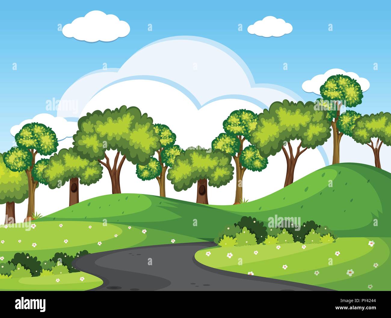 A beautiful road landscape illustration Stock Vector Image & Art - Alamy