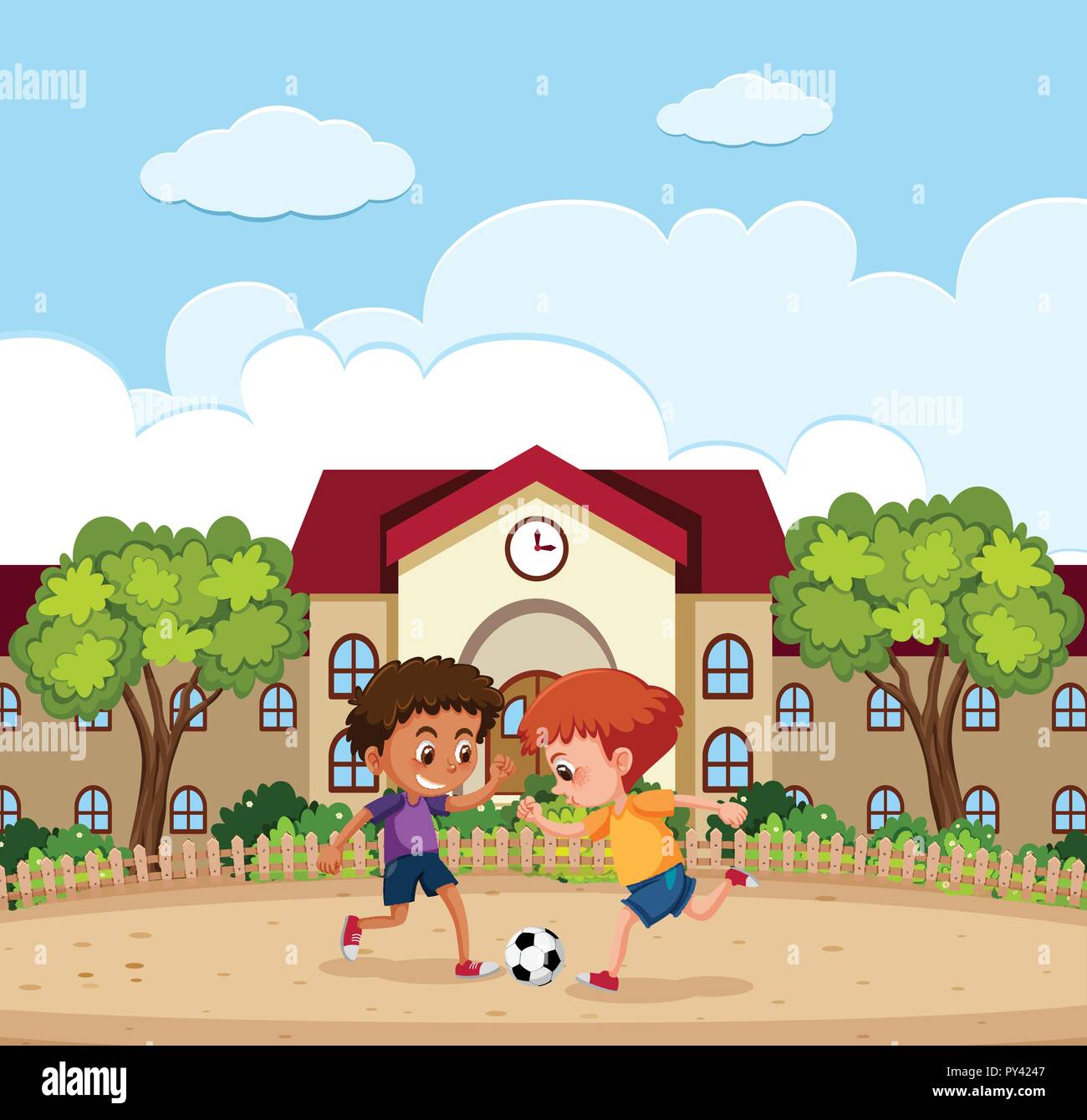 Two boys playing school illustration hi-res stock photography and ...