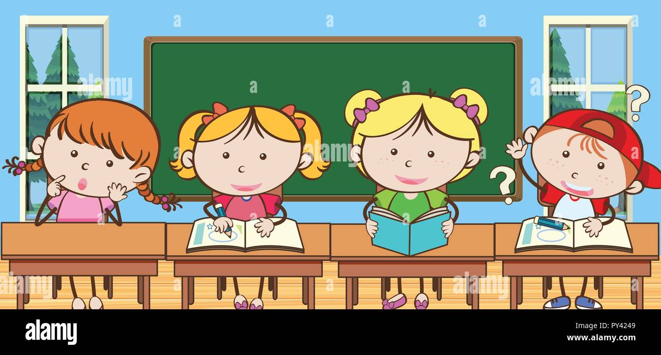 A Student Having a Question in tha Classroom illustration Stock Vector ...