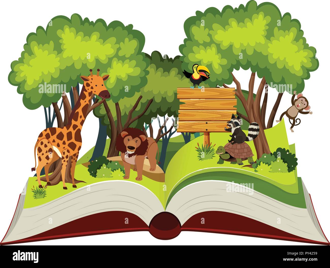 Jungle Animals Reading Clip Art