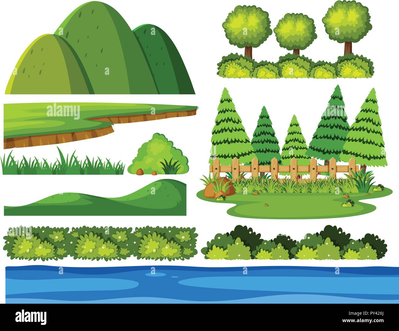 Nature elements on white background illustration Stock Vector Image ...