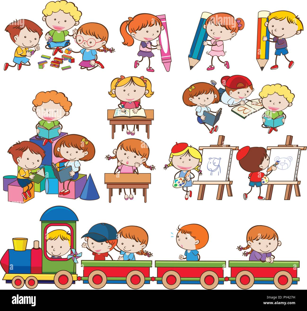 Child boy paint painting draw drawing learning Stock Vector Images - Alamy