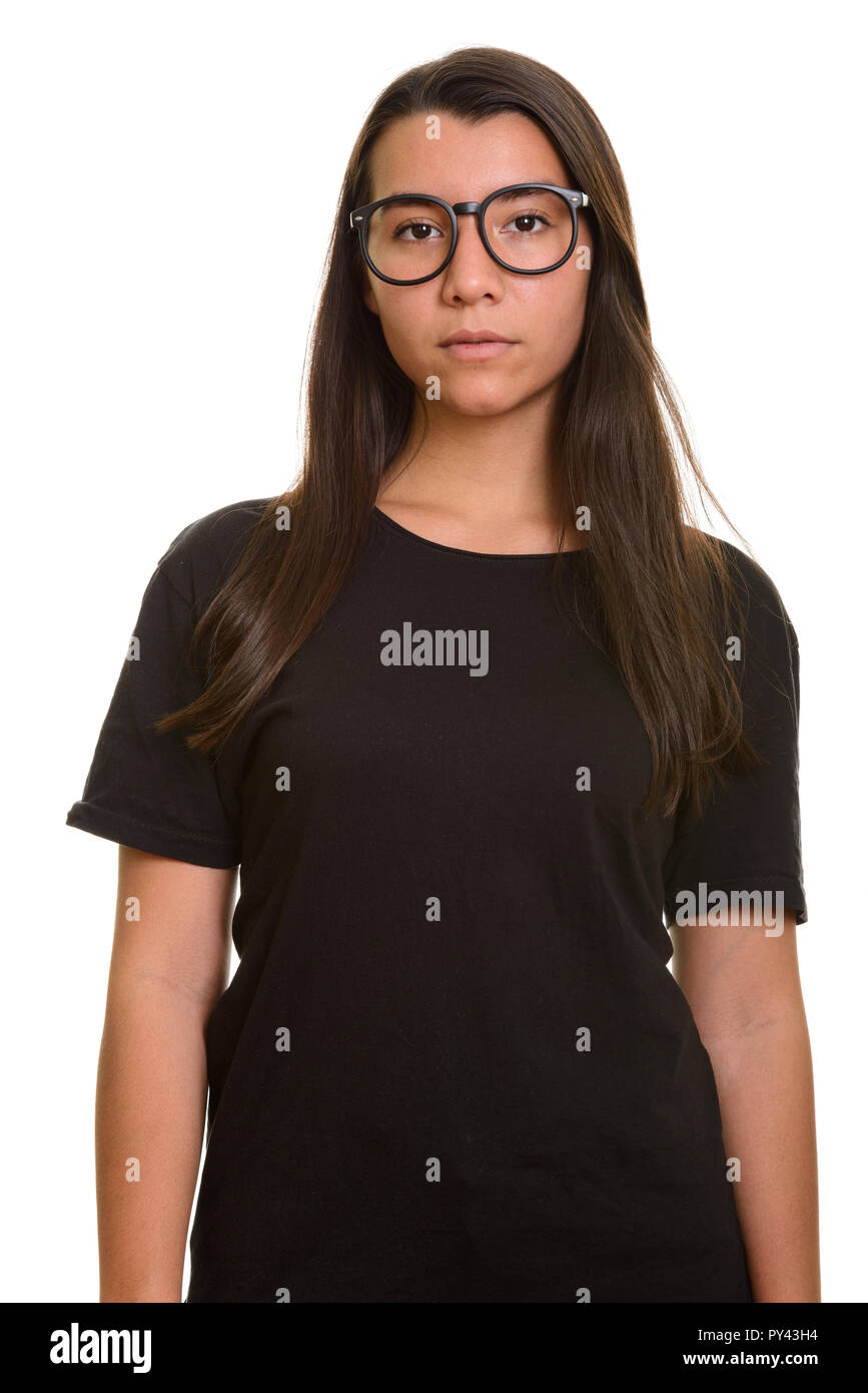 Nerdy woman wearing glasses hi-res stock photography and images - Alamy