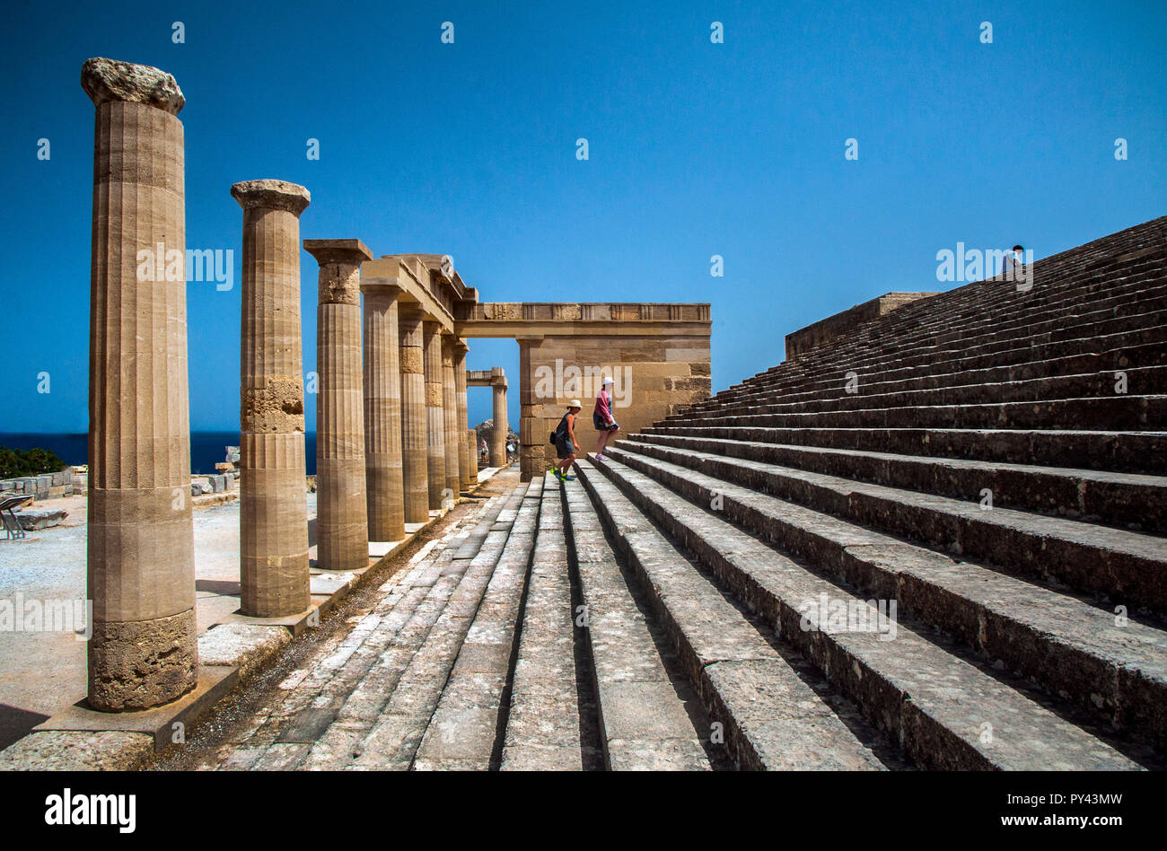 europe, greece, dodecanese, rhodes, lindos, town, castle, akropolis ...