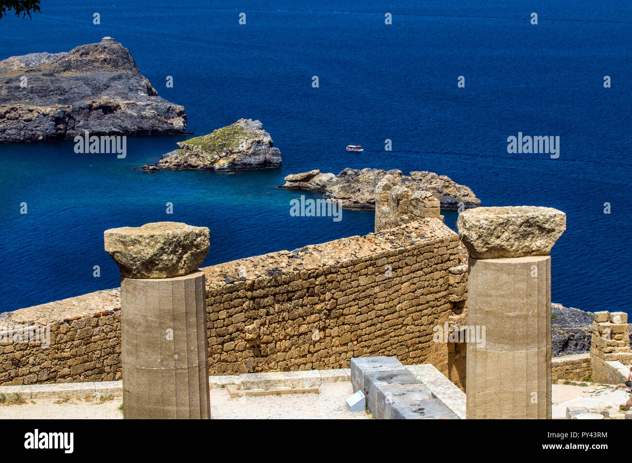 europe, greece, dodecanese, rhodes, lindos, town, castle, akropolis ...