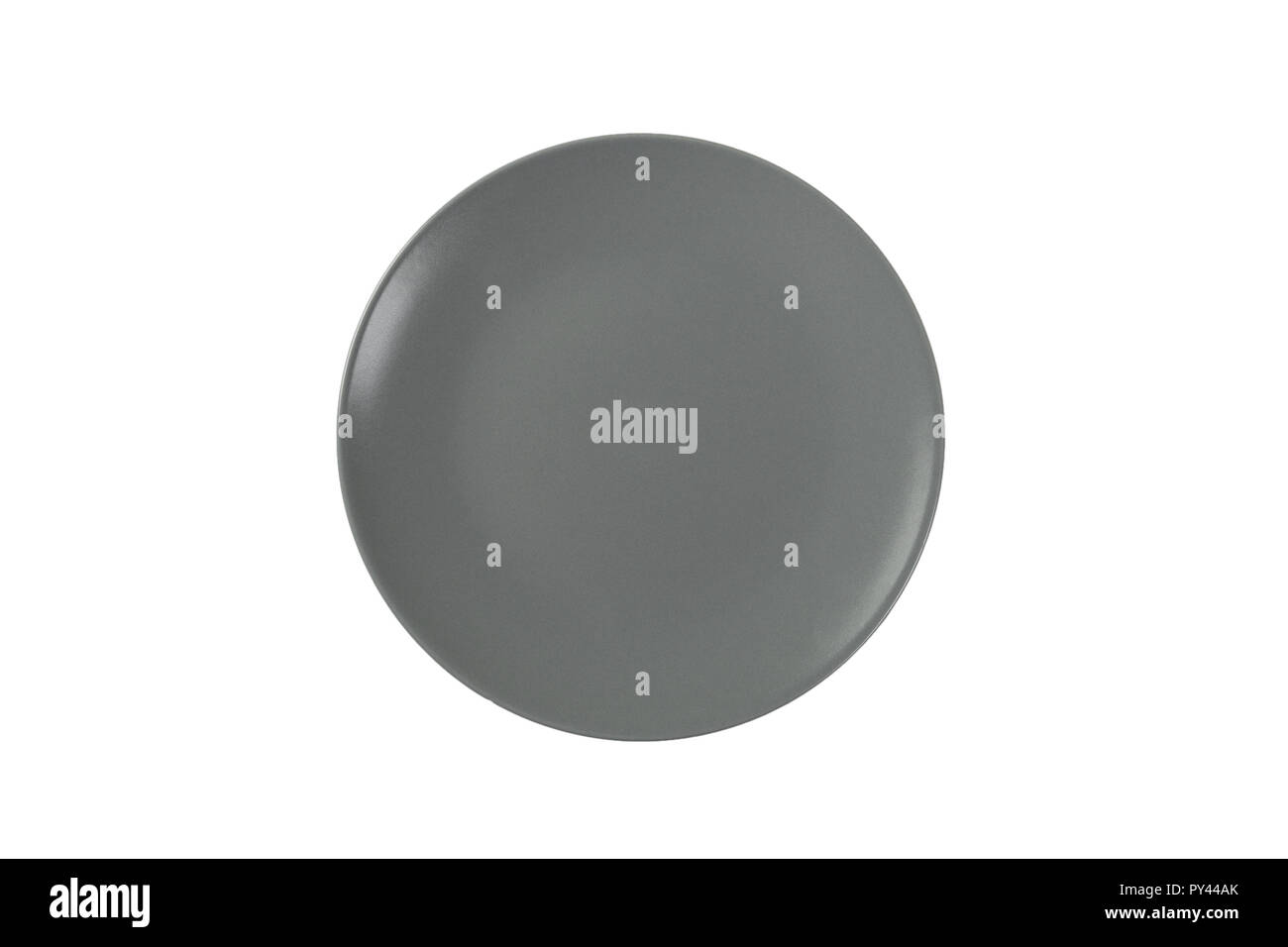 Empty round gray dish isolated on white background, top view Stock ...