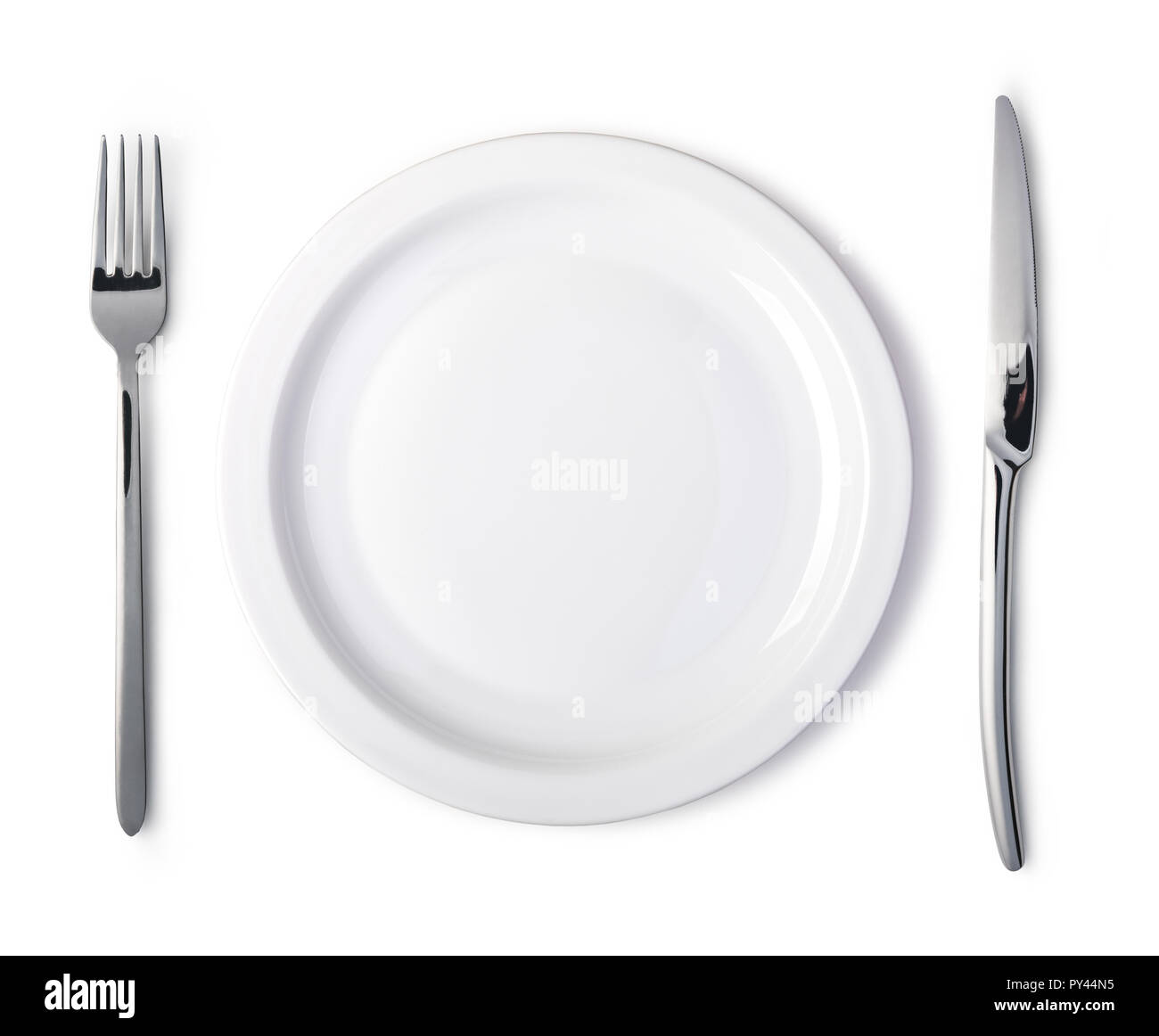 plate and cutlery isolated on white background Stock Photo - Alamy