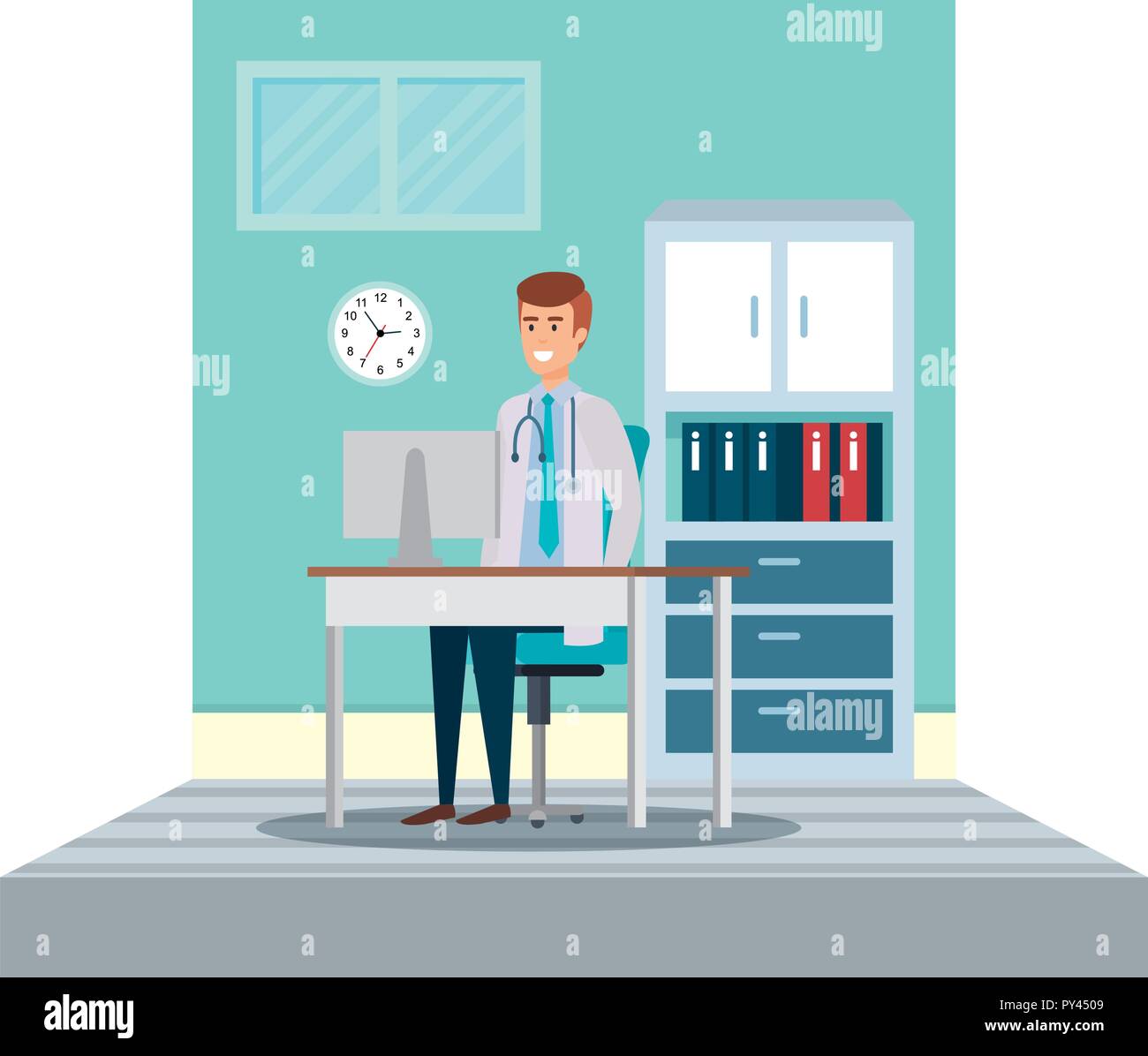 doctor in consulting room vector illustration design Stock Vector Image ...