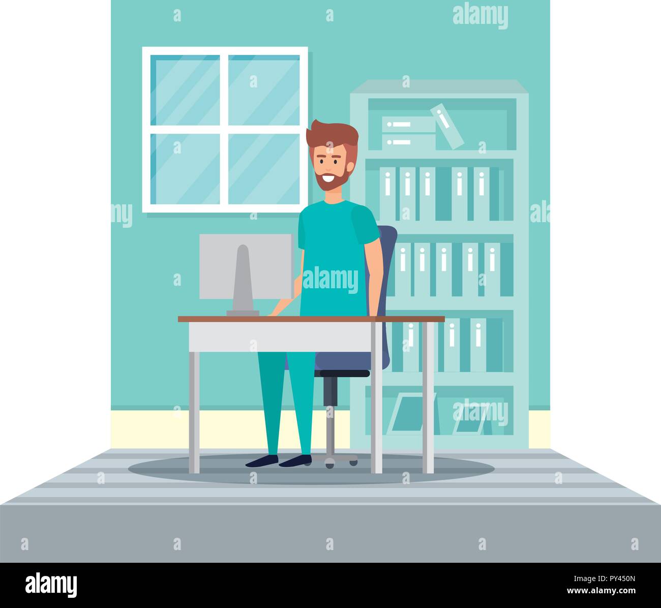 general practitioner in consulting room vector illustration Stock ...