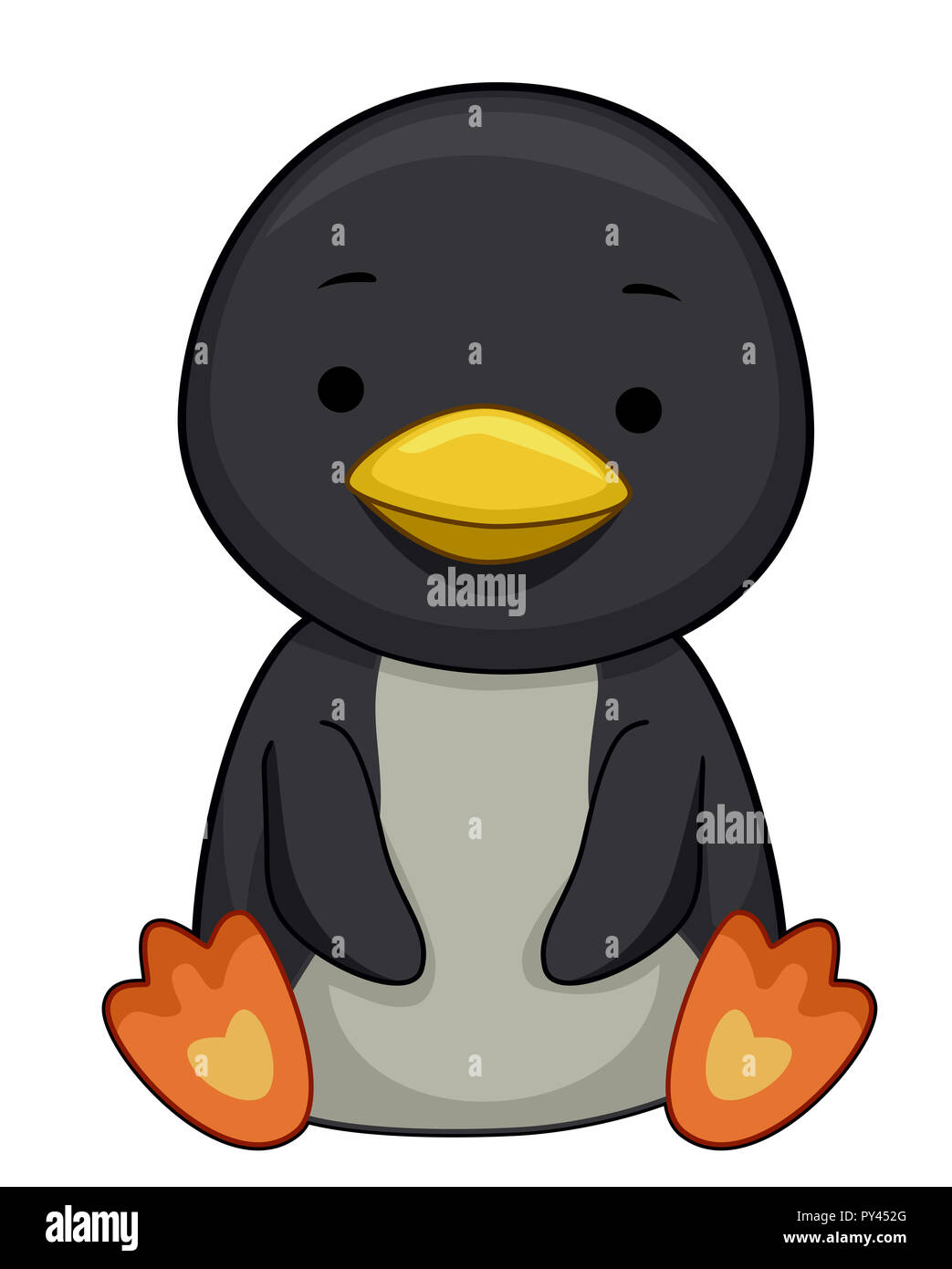 Illustration of a Cute Penguin Sitting Down Stock Photo - Alamy