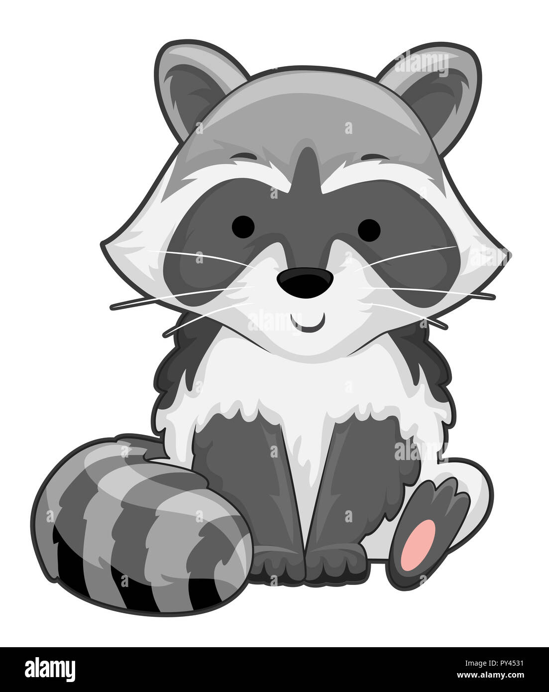 Illustration of a Raccoon Sitting Down and Smiling Stock Photo - Alamy