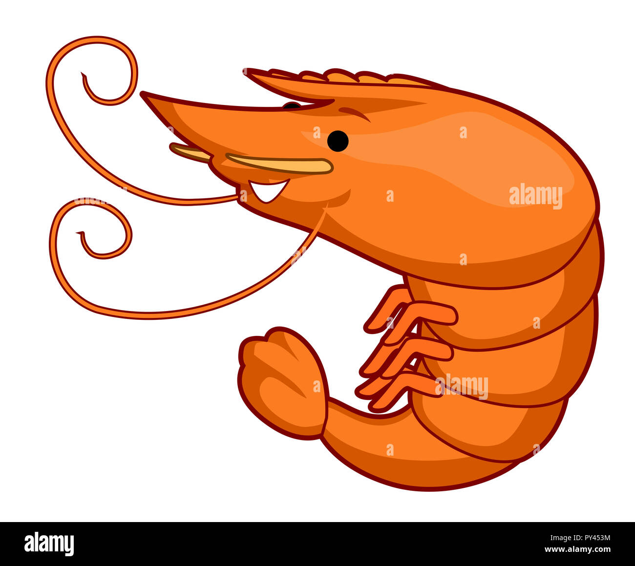 Illustration of a Shrimp On Its Side Smiling Stock Photo - Alamy