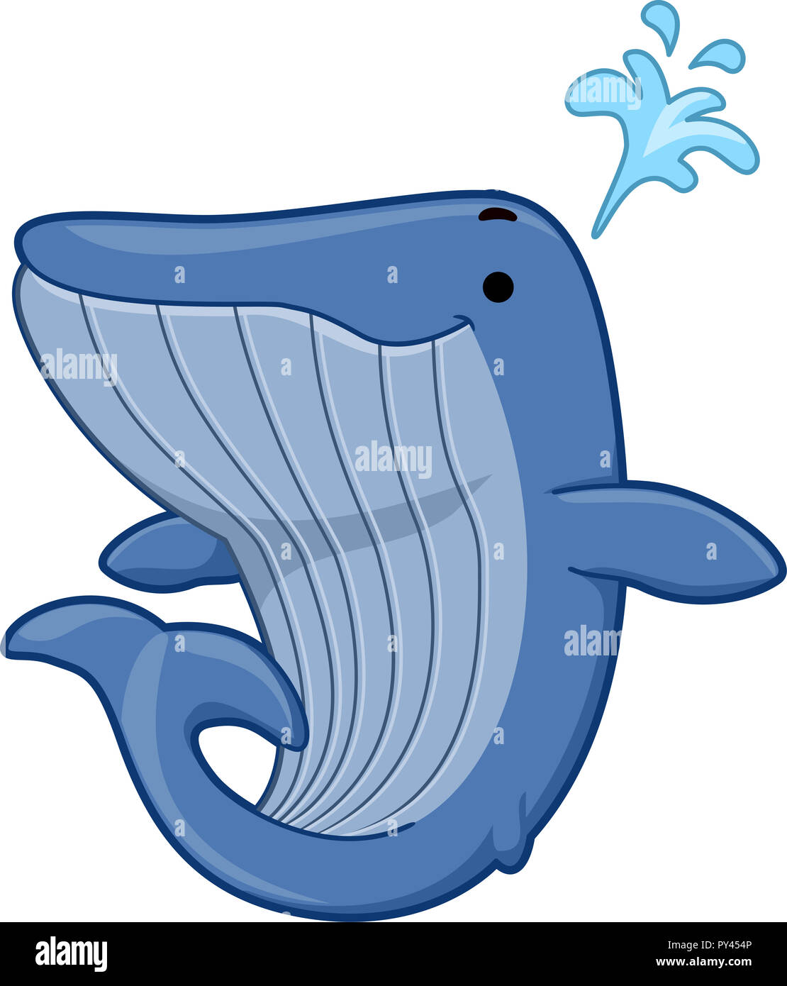 Illustration of a Blue Whale Smiling with Water Popping Out Stock Photo ...