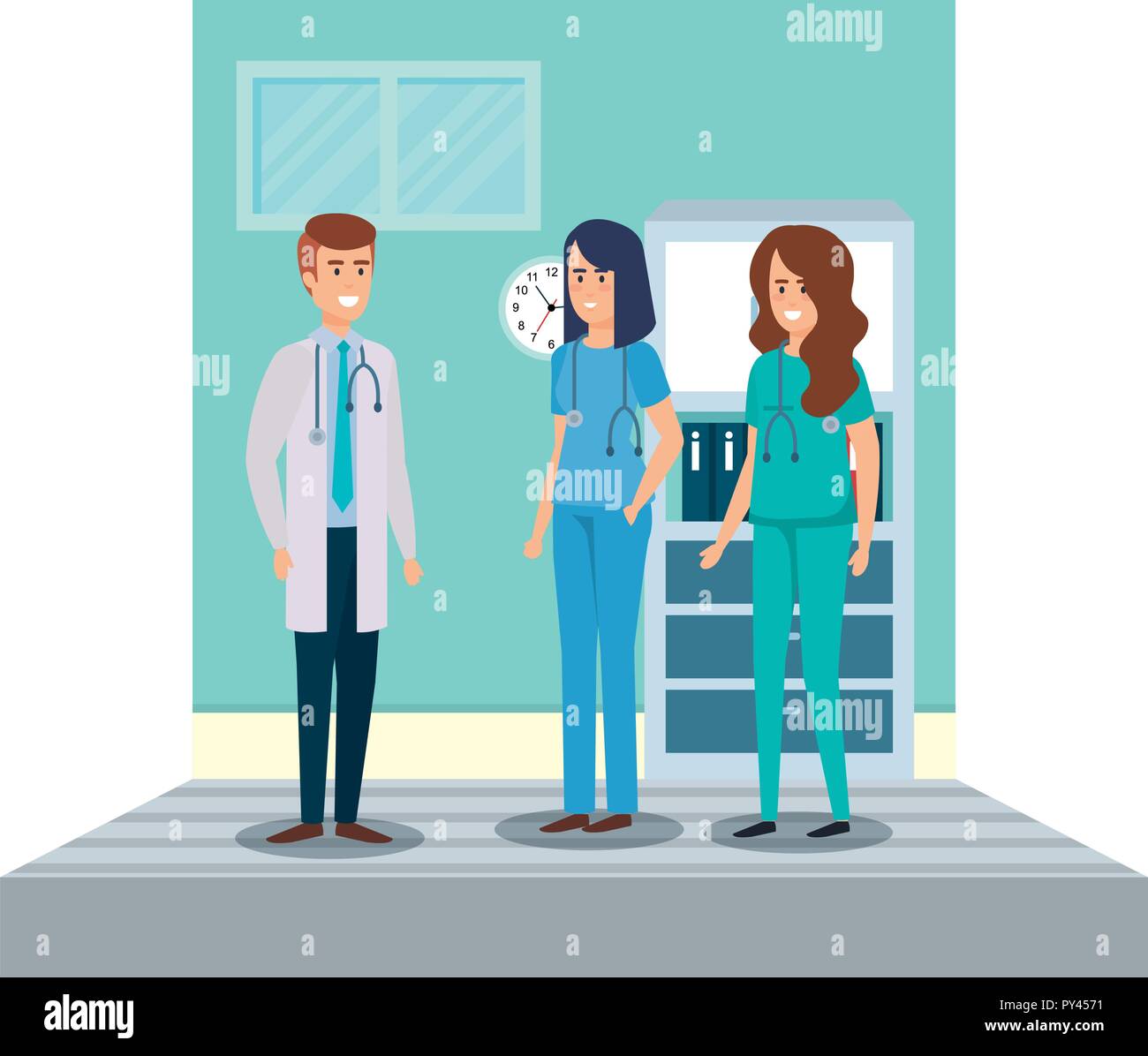 Doctor working desk medical practice Stock Vector Images - Alamy