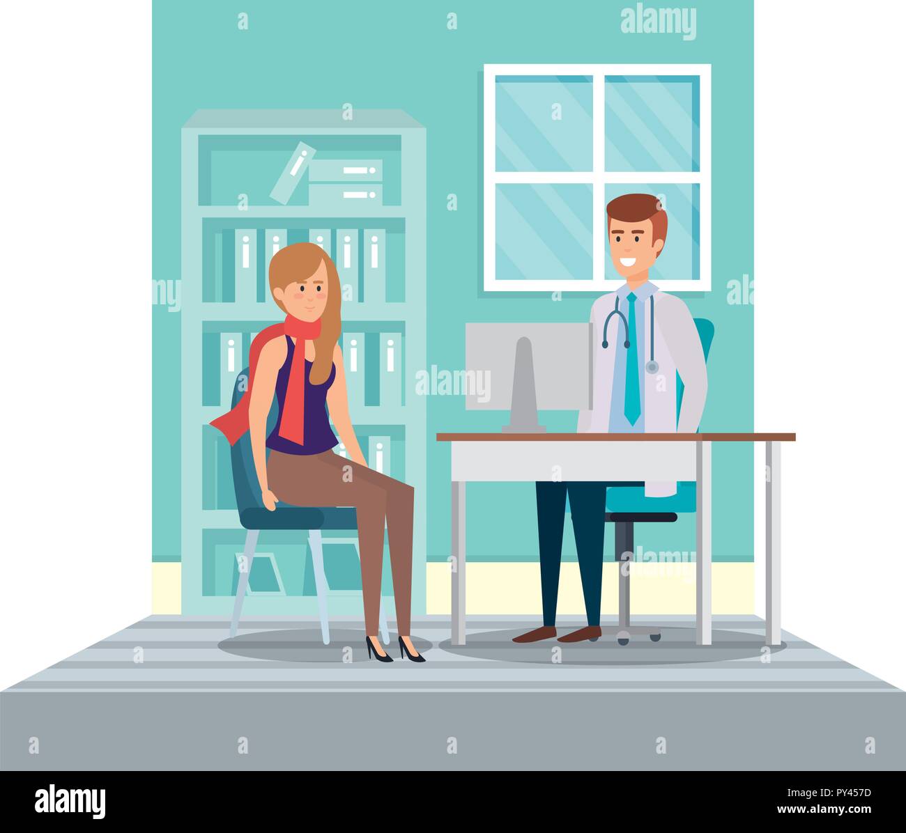 Cartoon Doctor Computer Desk Stock Photos & Cartoon Doctor Computer ...