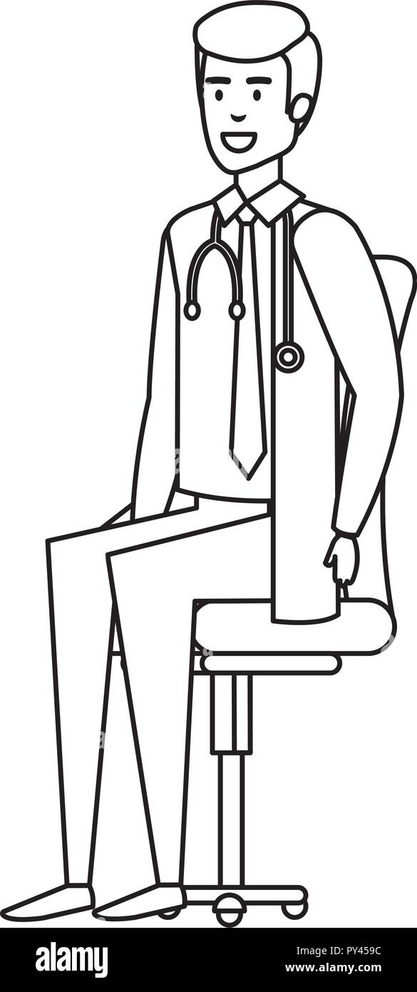 doctor sitting in office chair vector illustration design Stock Vector ...