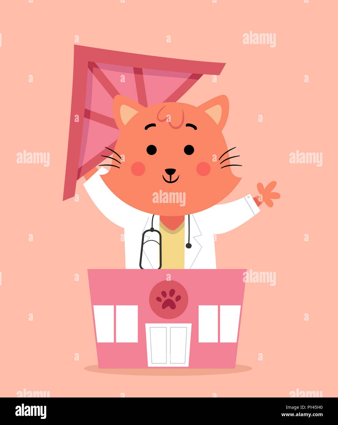 Illustration of a Cat Veterinarian in White Coat and Stethoscope from ...