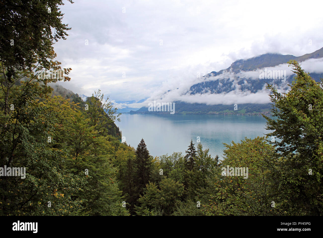 View from romantic Grandhotel Giessbach Lake Brienz Interlaken ...