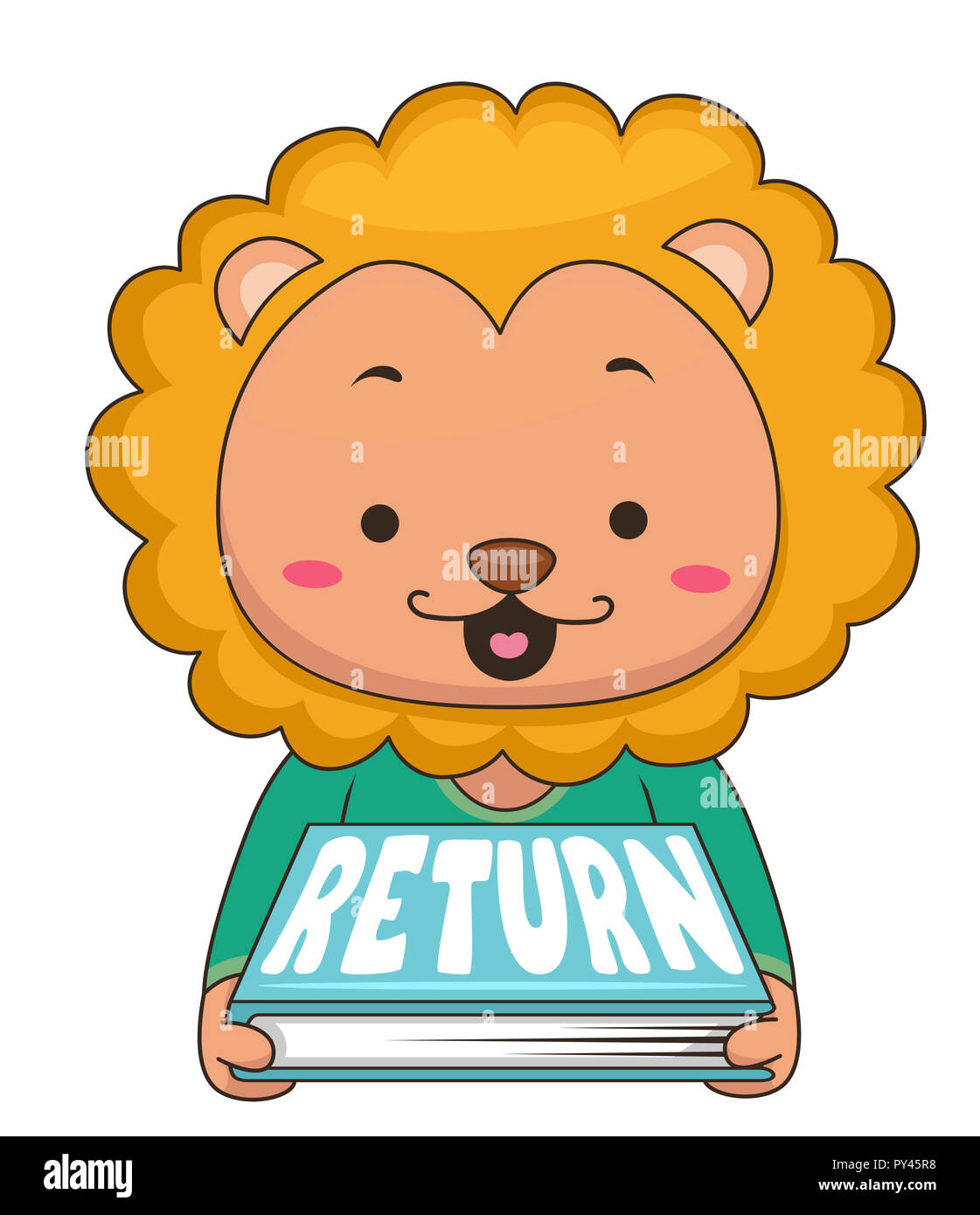 Illustration of a Lion Returning a Book in the Library with Return ...