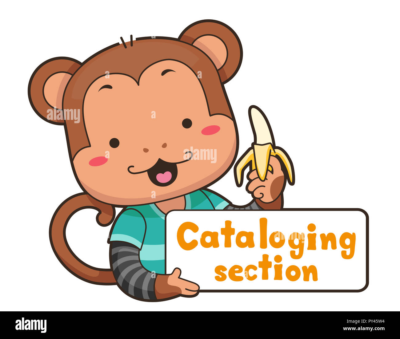 Illustration of a Monkey Holding a Cataloging Section for the Library ...