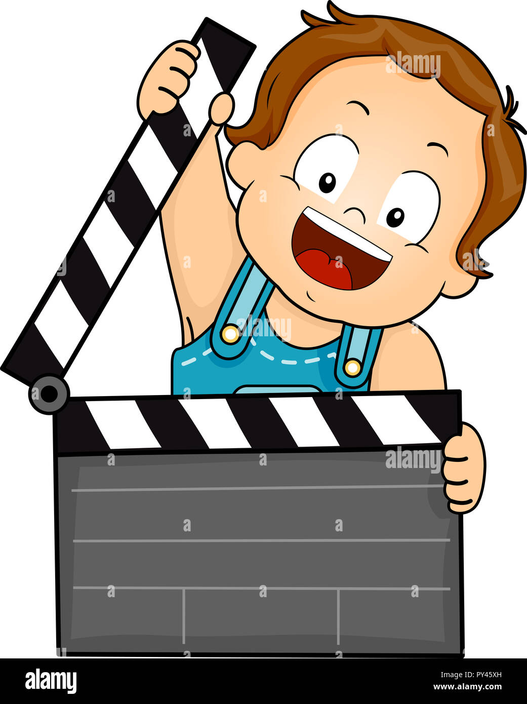 Illustration of a Kid Boy Holding a Clapper as if Directing a Movie or ...