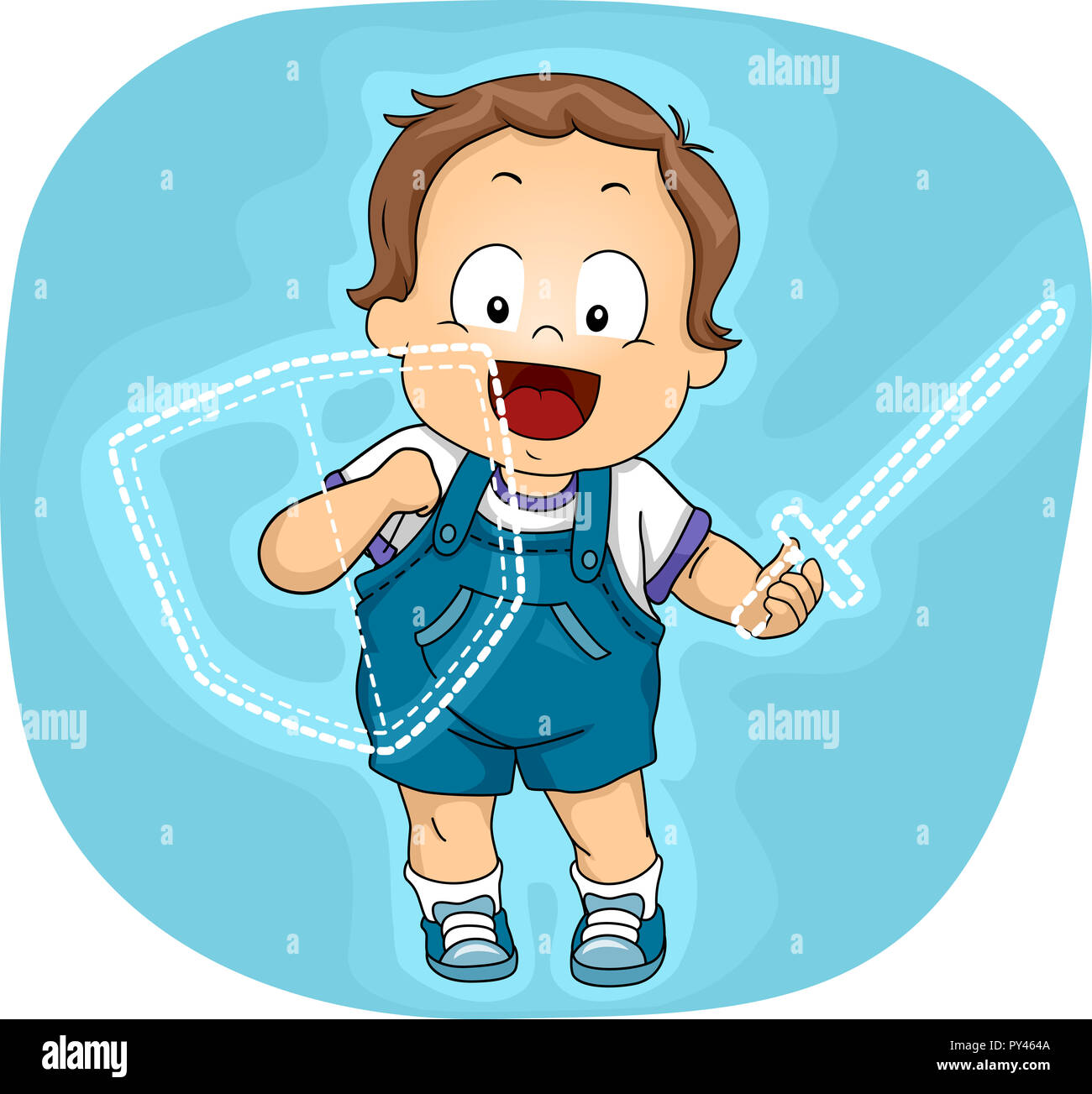 Illustration of a Kid Boy Knight with Imaginary Shield and Sword Ready ...