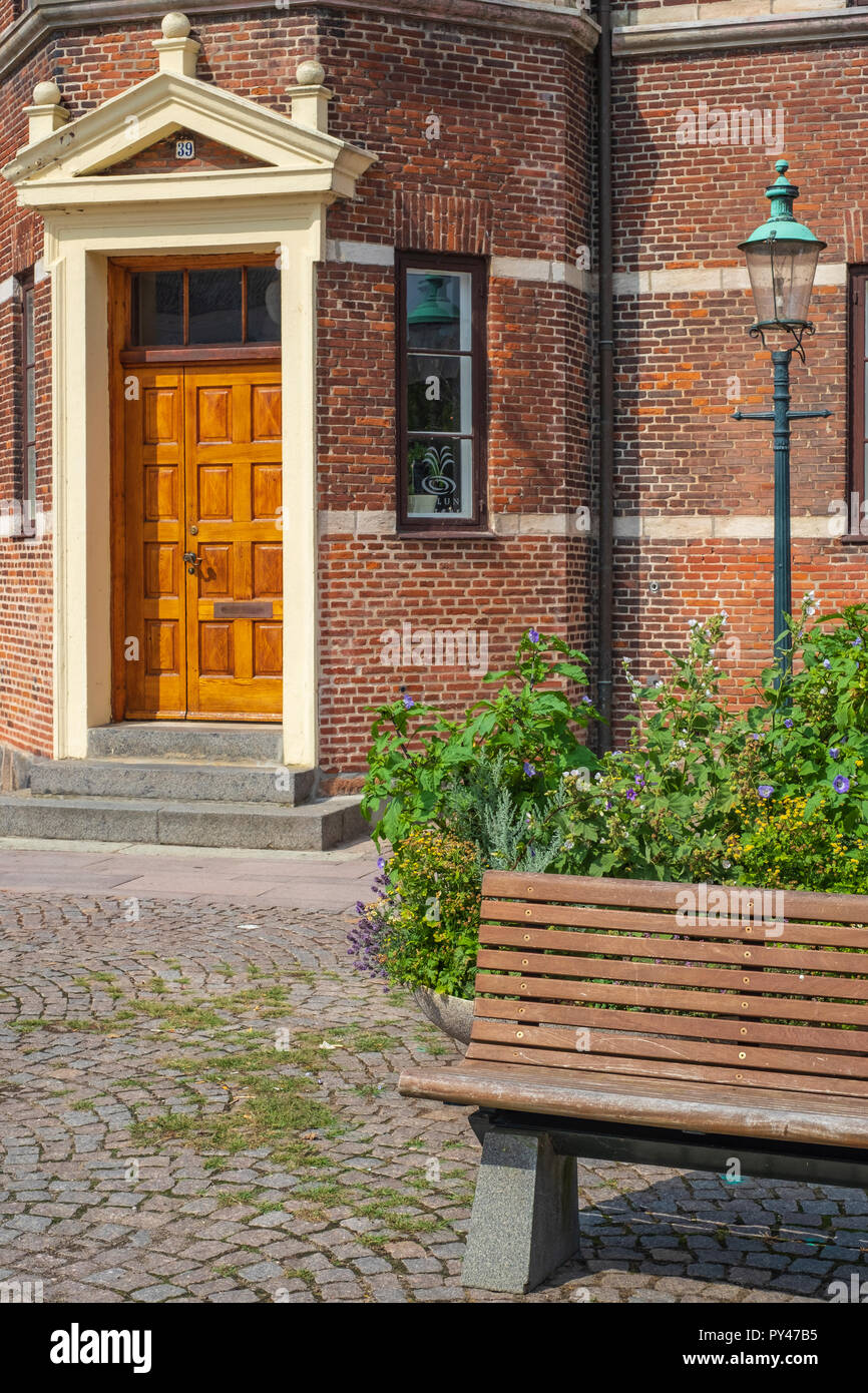 Frontdoor of the old historic townhall of Stege, Moen Island, Denmark ...