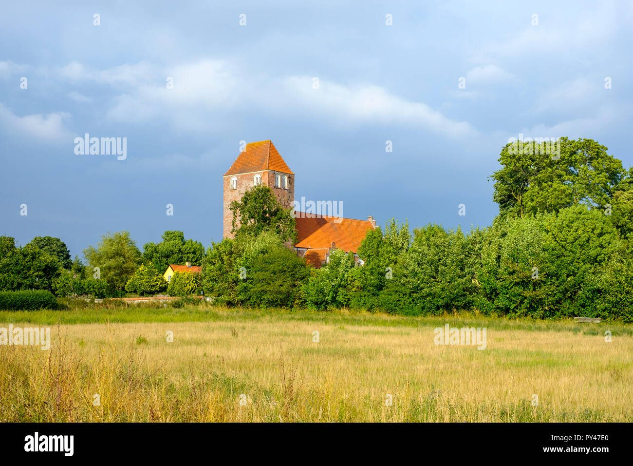 View of Magelby Church on Moen Island, Denmark Stock Photo - Alamy